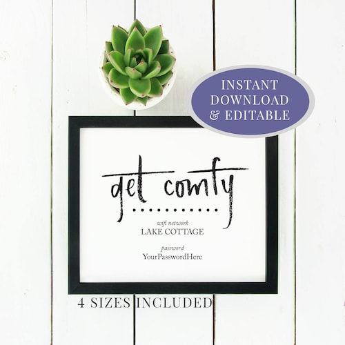Wifi Password Printable Guest Room Sign Guest Wifi Get - Etsy