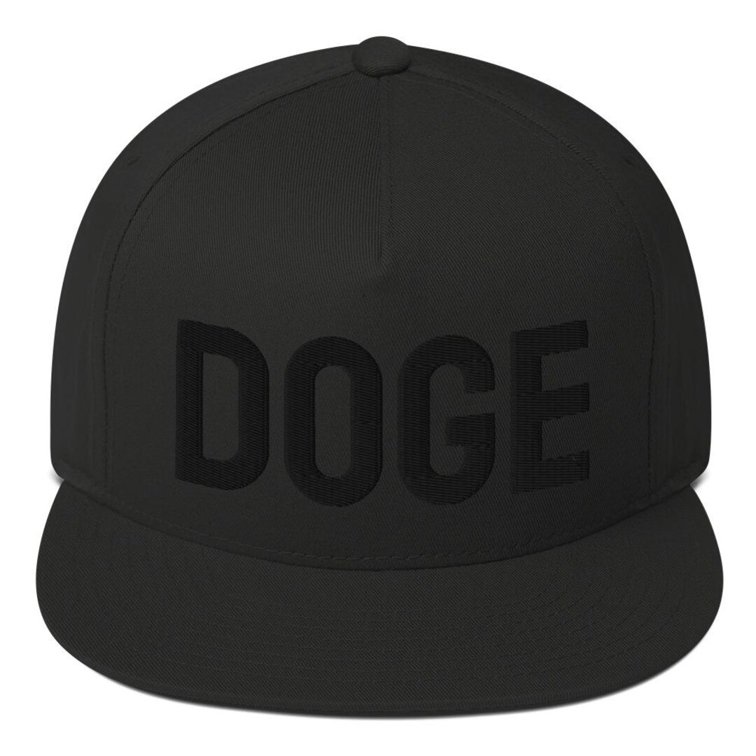 DOGE Hat Snapback Black on Black Elon Musk D.O.G.E. Flat Bill Hat ...