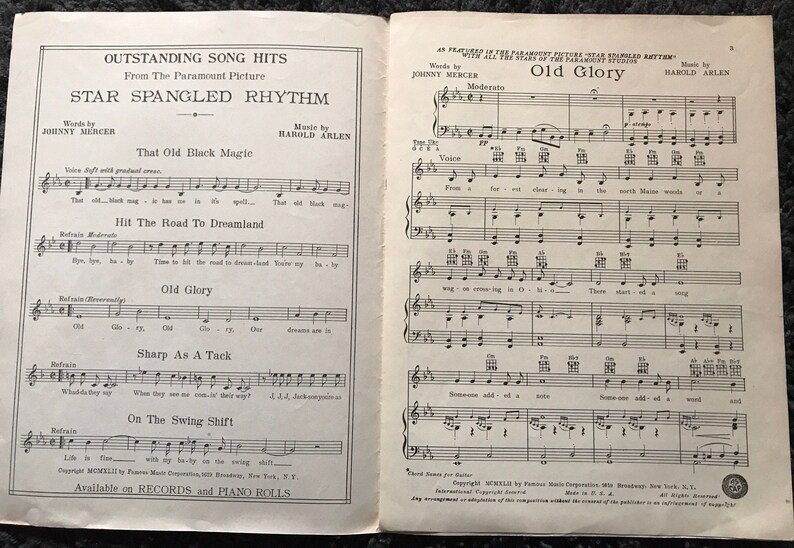 Vintage Sheet Music Patriotic Songs 1942 Red Hot and Blue - Etsy