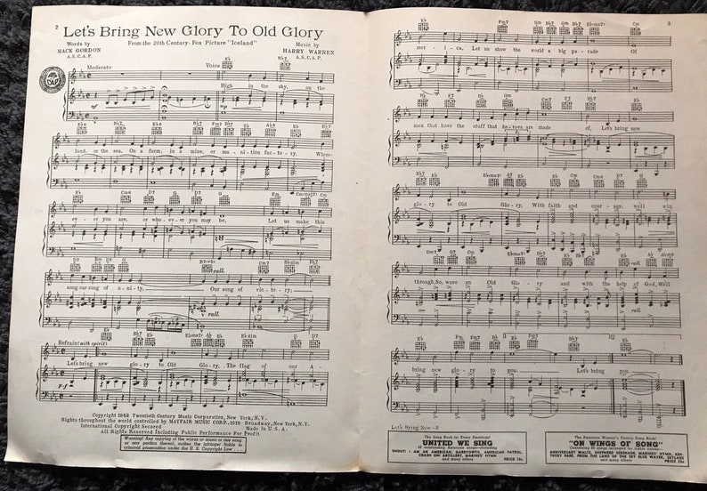 Vintage Sheet Music Patriotic Songs 1942 Red Hot and Blue - Etsy