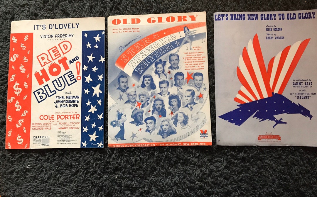 Vintage Sheet Music Patriotic Songs 1942 Red Hot and Blue, Star ...