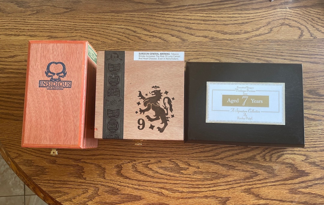 Empty Wooden Cigar Boxes Choice of 3 Styles: Insidious, Rocky Patel ...