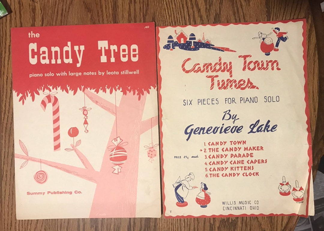 Vintage CANDY Sheet Music 2 Easy Playing Piano Songs the Candy Tree and ...