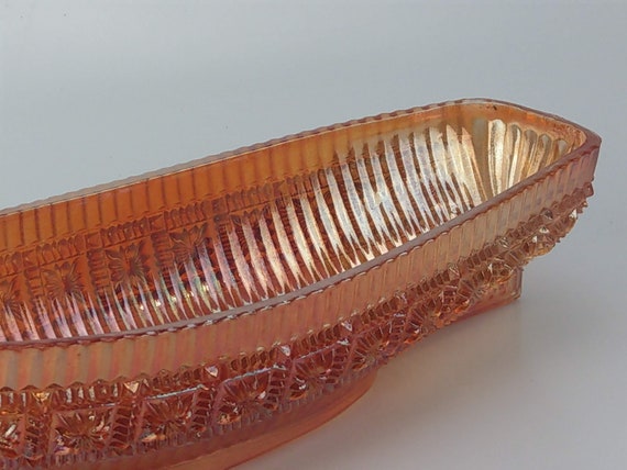 Baskets & Bowls Sowerby Marigold Carnival Glass Daisy Block Row Boat ...