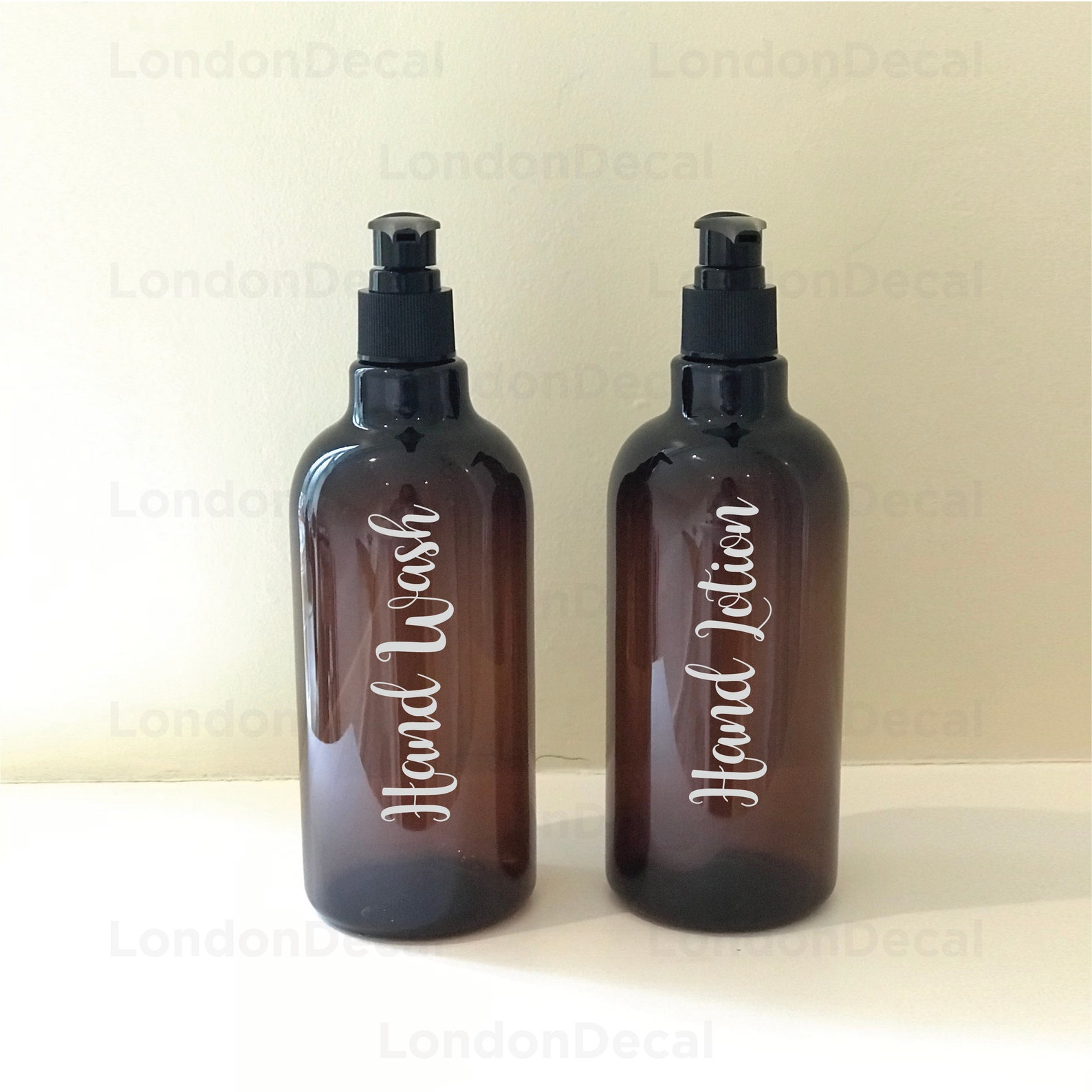 Set of 2 | Hand Wash and Hand Lotion | Waterproof Bathroom Bottle Decal ...