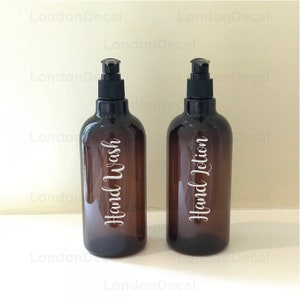 Set of 2 | Hand Wash and Hand Lotion | Waterproof Bathroom Bottle Decal ...