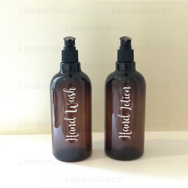 Set of 2 | Hand Wash and Hand Lotion | Waterproof Bathroom Bottle Decal ...