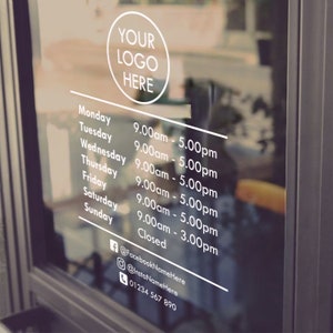 SHOP OPENING HOURS With Customisable Business Logo - Forward or Reverse ...