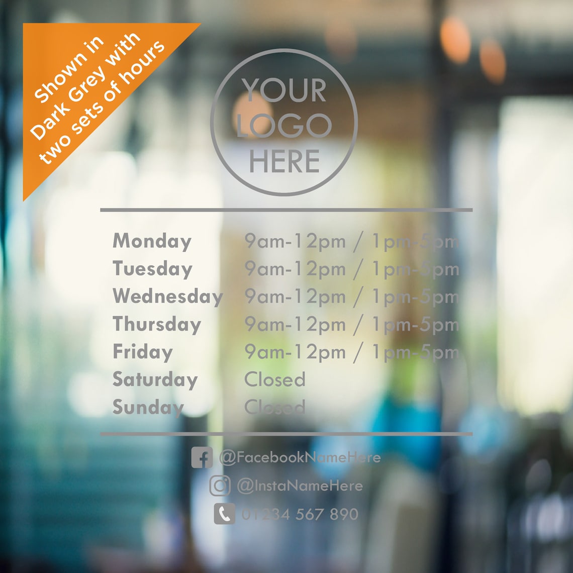 Extra Large | OPENING HOURS With Your Business Logo | Shop Owner Open ...