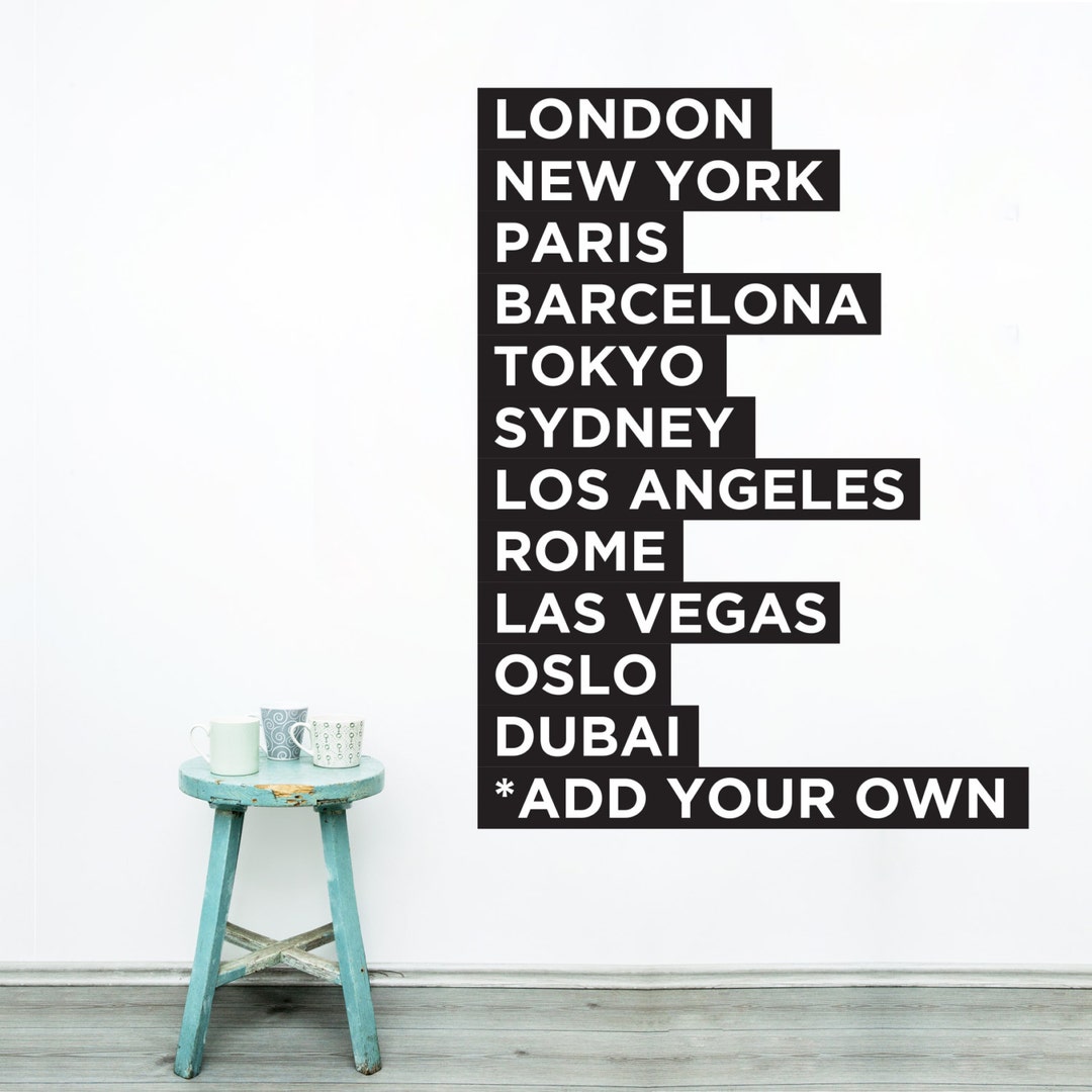 Famous Cities **ADD YOUR TOWN** Personalised Customisable Removable ...