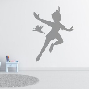 PETER PAN &_TINKERBELL FLYING Shadow Removable Vinyl Wall Decal ...