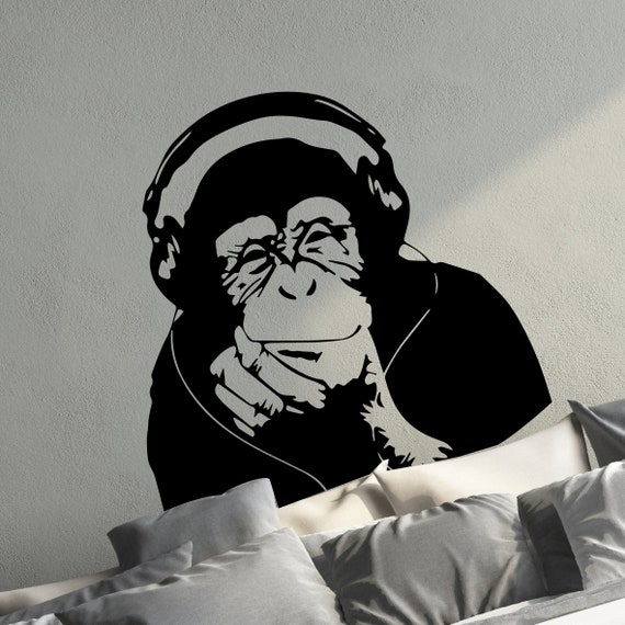 BANKSY THINKING MONKEY Removable Vinyl Wall Decal Stickers | Etsy