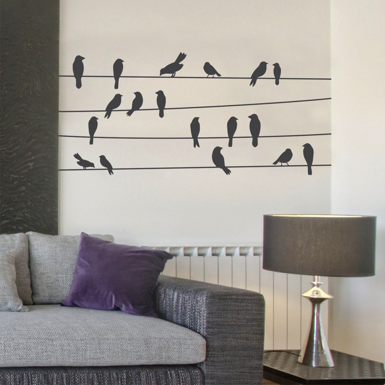 BIRDS ON WIRE Removable Vinyl Wall Decal Stickers Home Decor | Etsy
