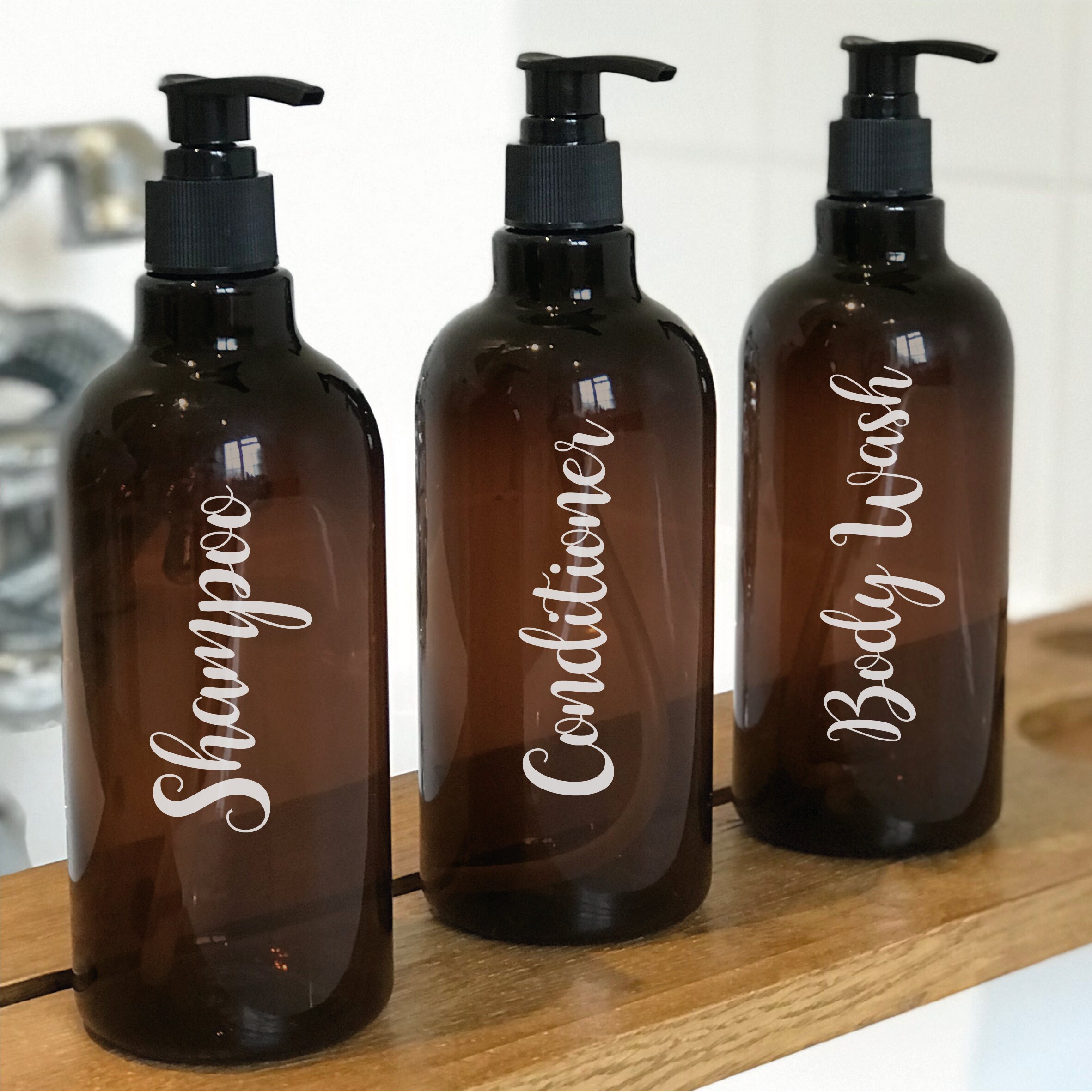 Set of 3 | SHAMPOO, CONDITIONER and BODYWASH | Bathroom Bottle Decals ...