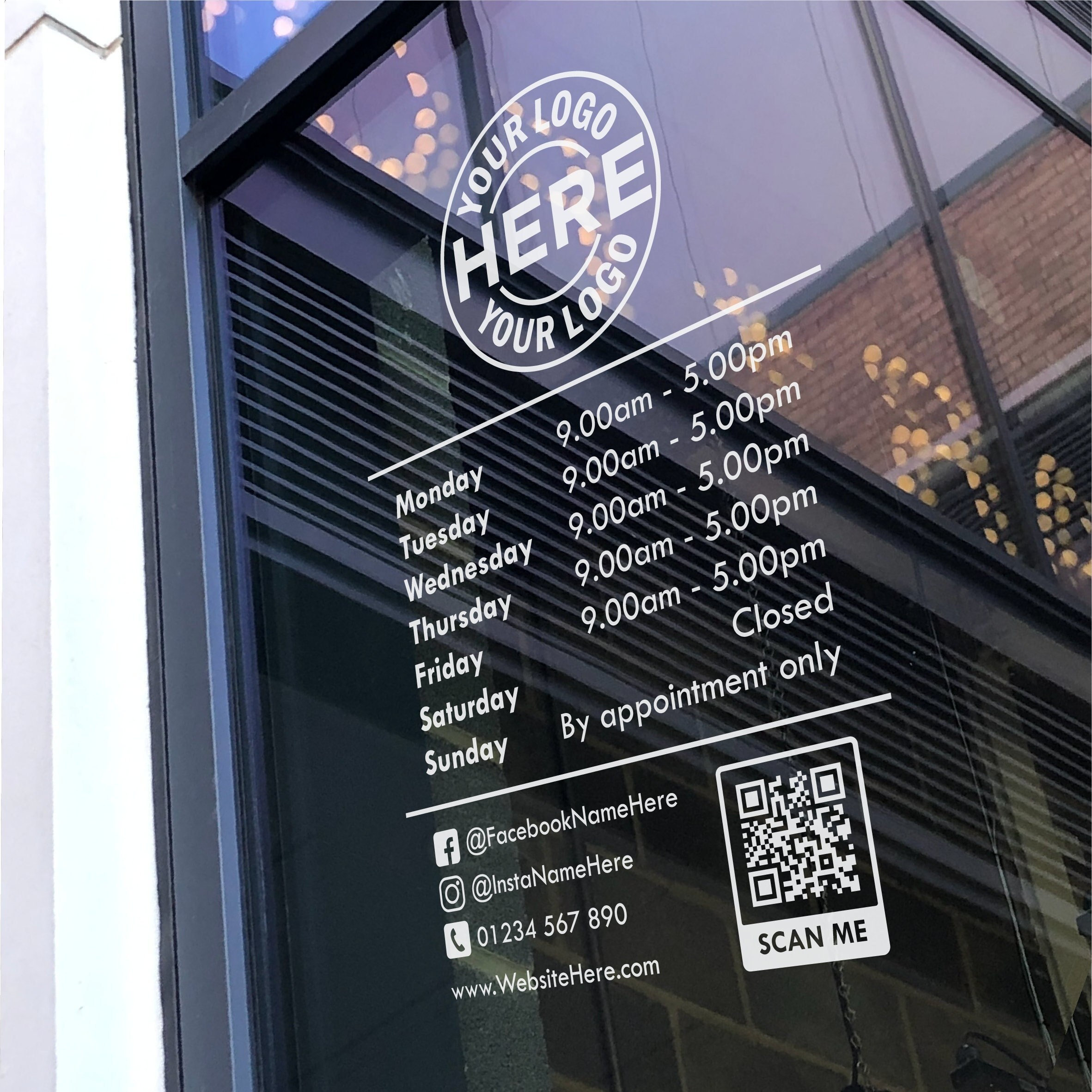 OPENING HOURS With QR Code and Custom Business Logo | Shop Owner Sign ...