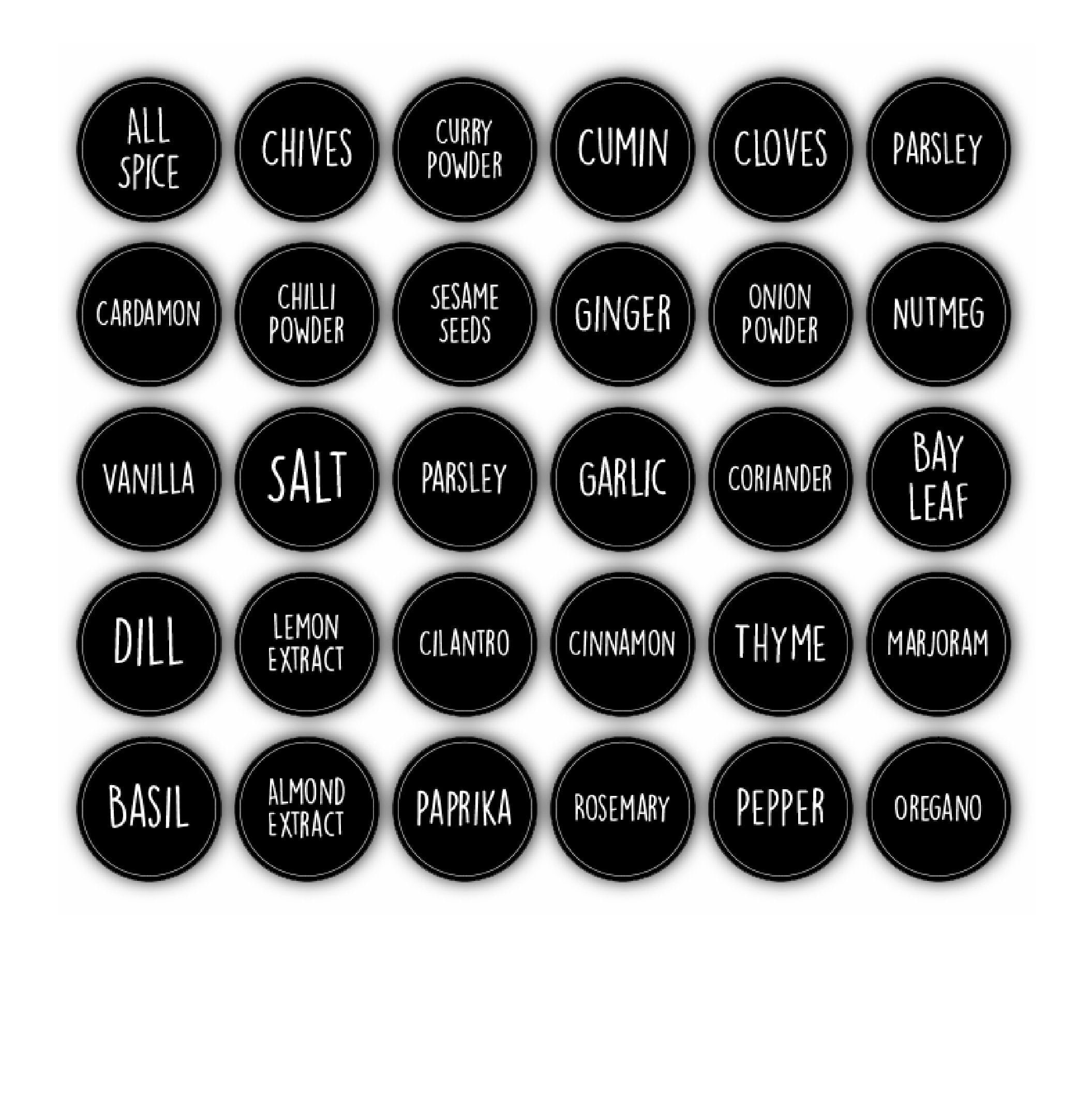 SPICE JAR LABELS - Kitchen Cupboard Pantry Removable Vinyl Decal ...