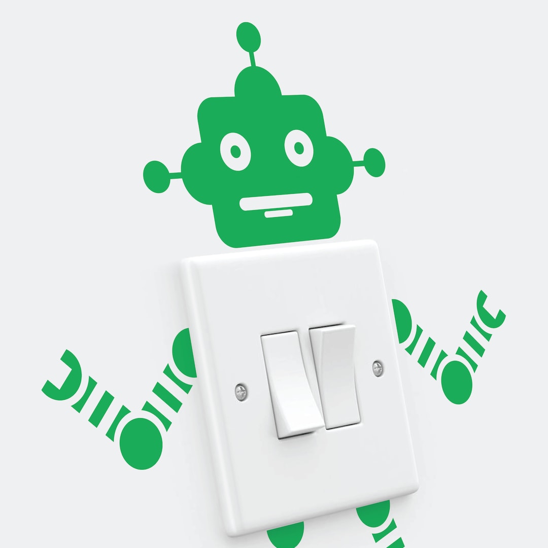 ROBOT LIGHT SWITCH | Removable Vinyl Wall Decal Stickers | Kids Bedroom ...