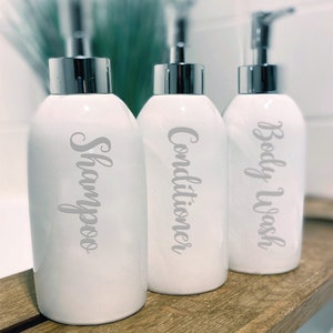 Set of 3 | SHAMPOO, CONDITIONER and BODYWASH | Bathroom Bottle Decals ...