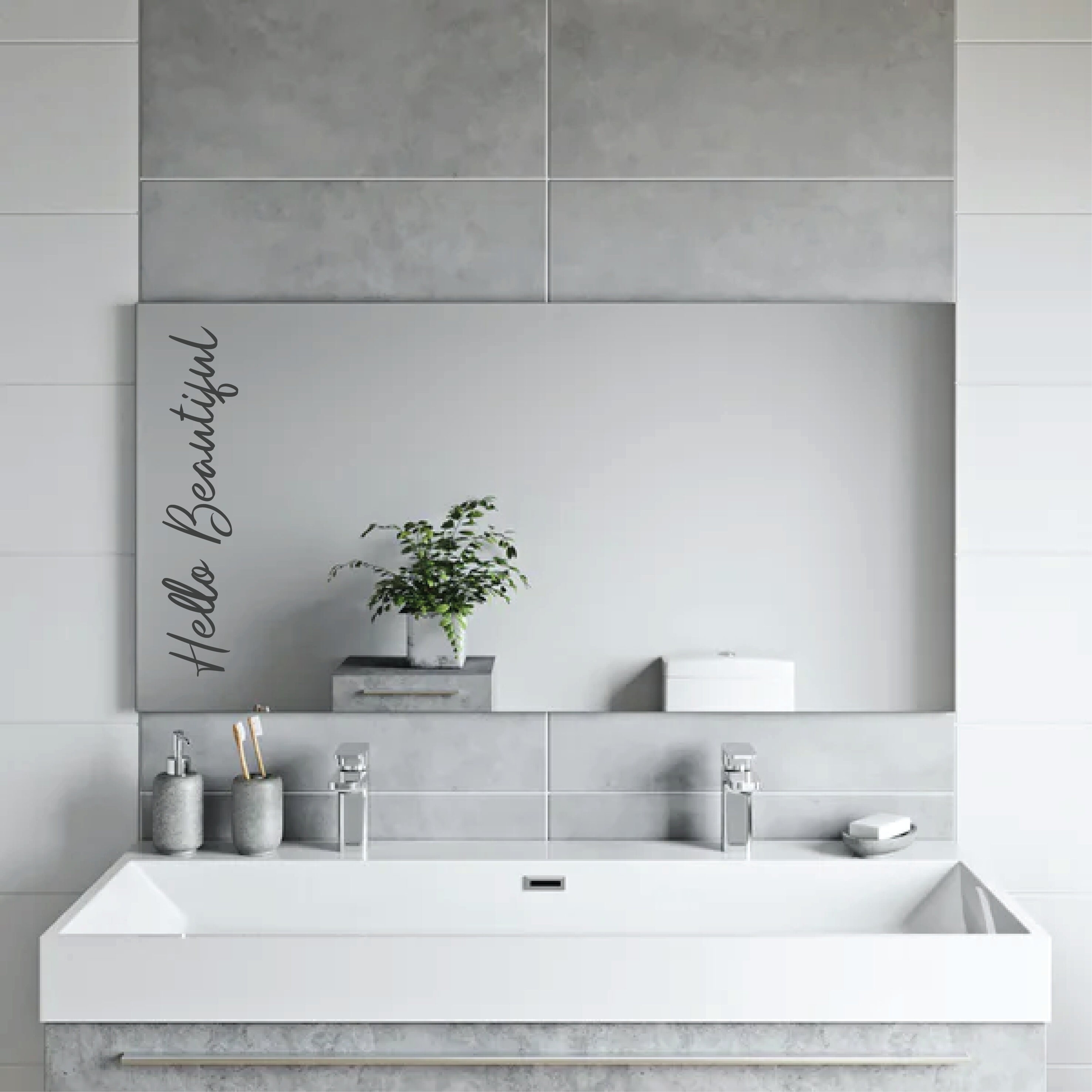 HELLO BEAUTIFUL Quote Removable Vinyl Wall Mirror Decal | Etsy