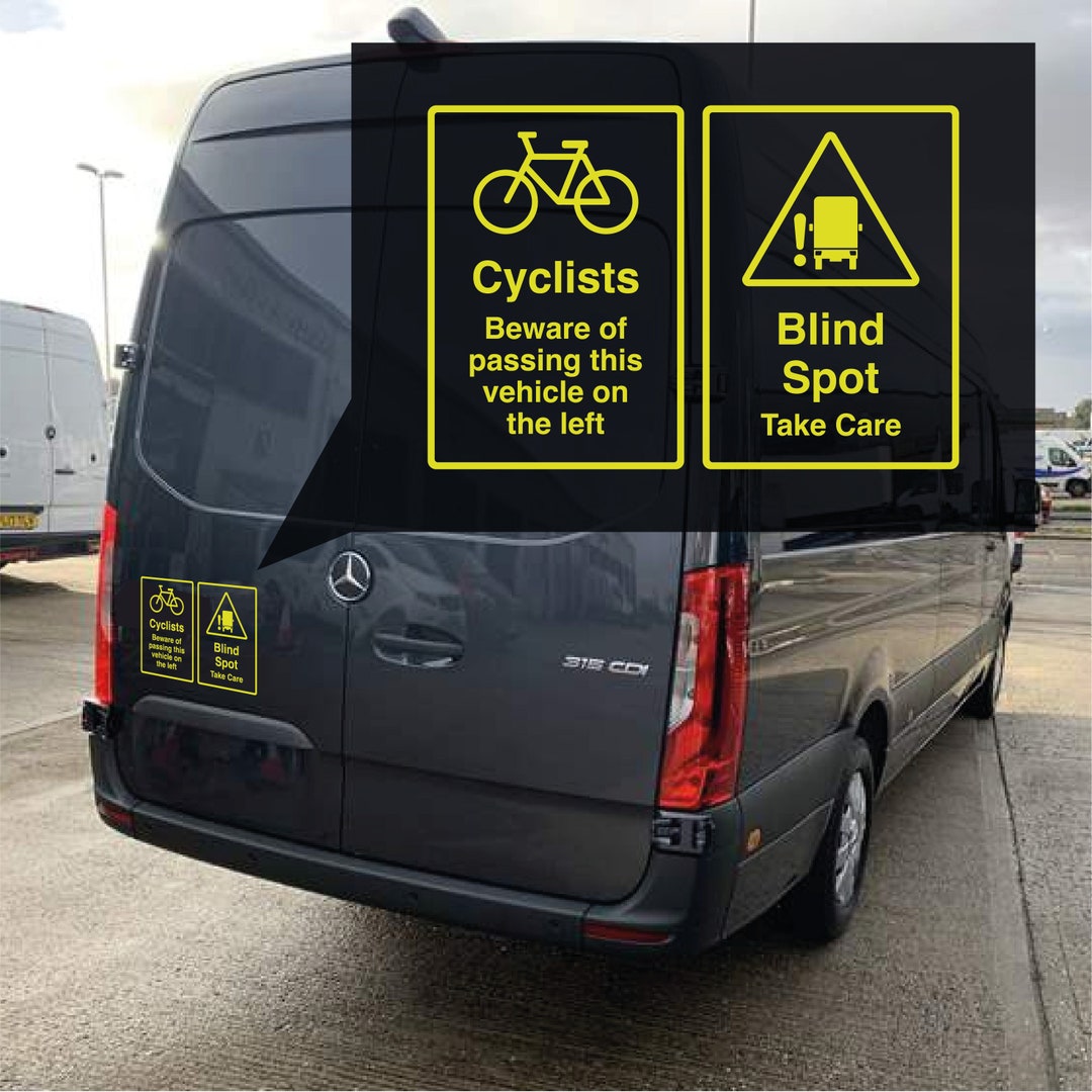 CYCLIST BEWARE Blind Spot - Van, Lorry, Truck Vinyl Decal Safety ...