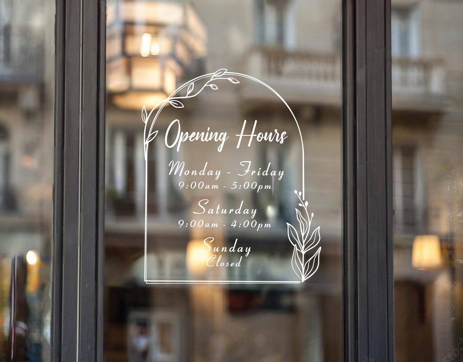Elegant Opening Hours Decal - Salon Business Sign, Nail Bar, Boutique ...