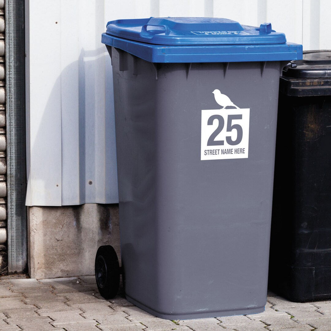 BIRD WHEELIE BIN Vinyl Decal | Personalisable House Number Garden Bin ...
