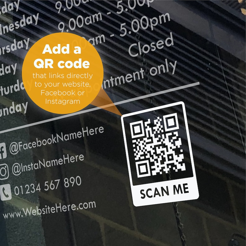 OPENING HOURS With QR Code and Custom Business Logo | Shop Owner Sign ...