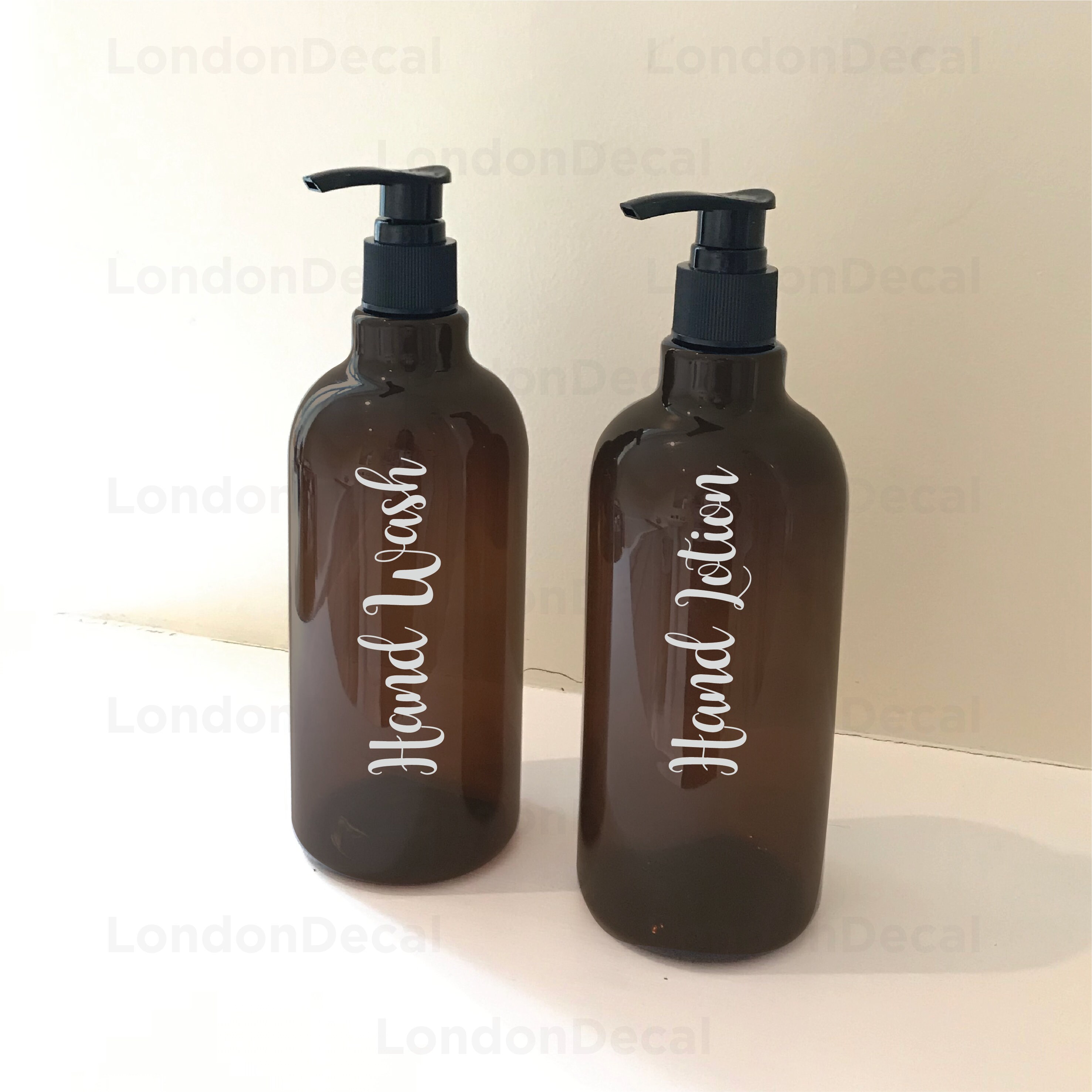 Set of 2 | Hand Wash and Hand Lotion | Waterproof Bathroom Bottle Decal ...