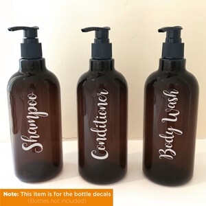 Set of 3 | SHAMPOO, CONDITIONER and BODYWASH | Bathroom Bottle Decals ...
