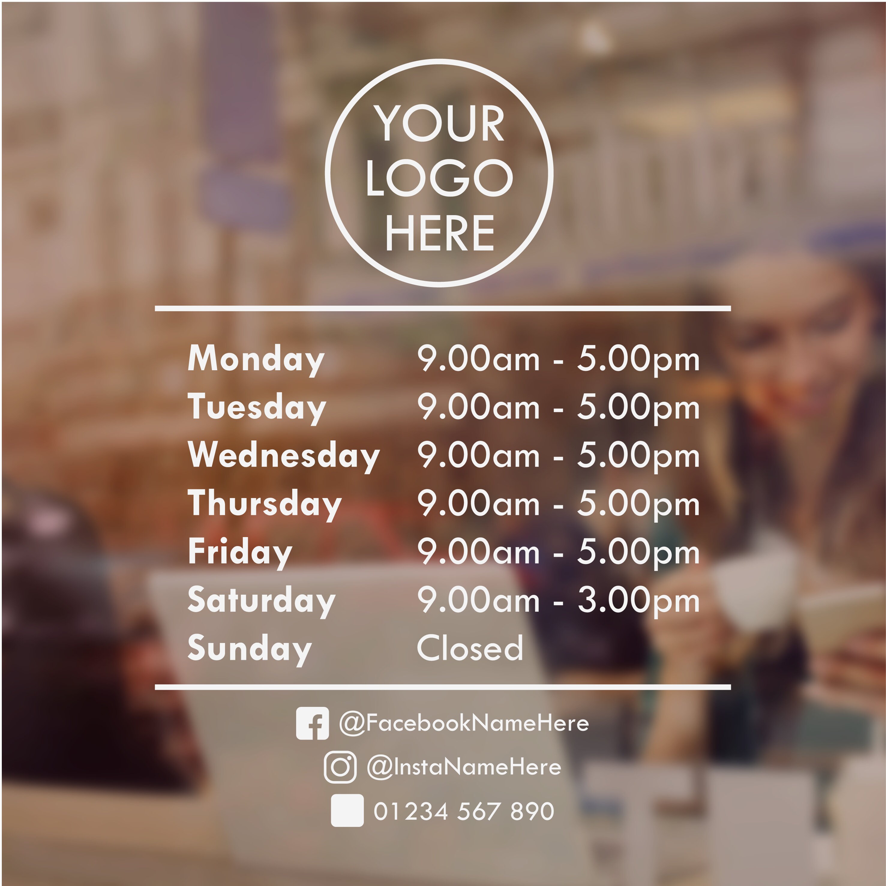 OPENING HOURS With Custom Business Logo Shop Owner Open - Etsy
