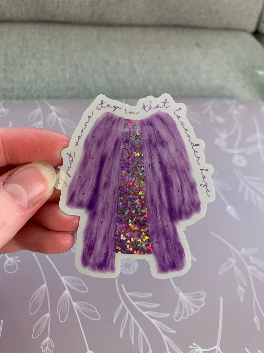 Lavender Rhinestone Fur Coat Sticker, Design A - Etsy