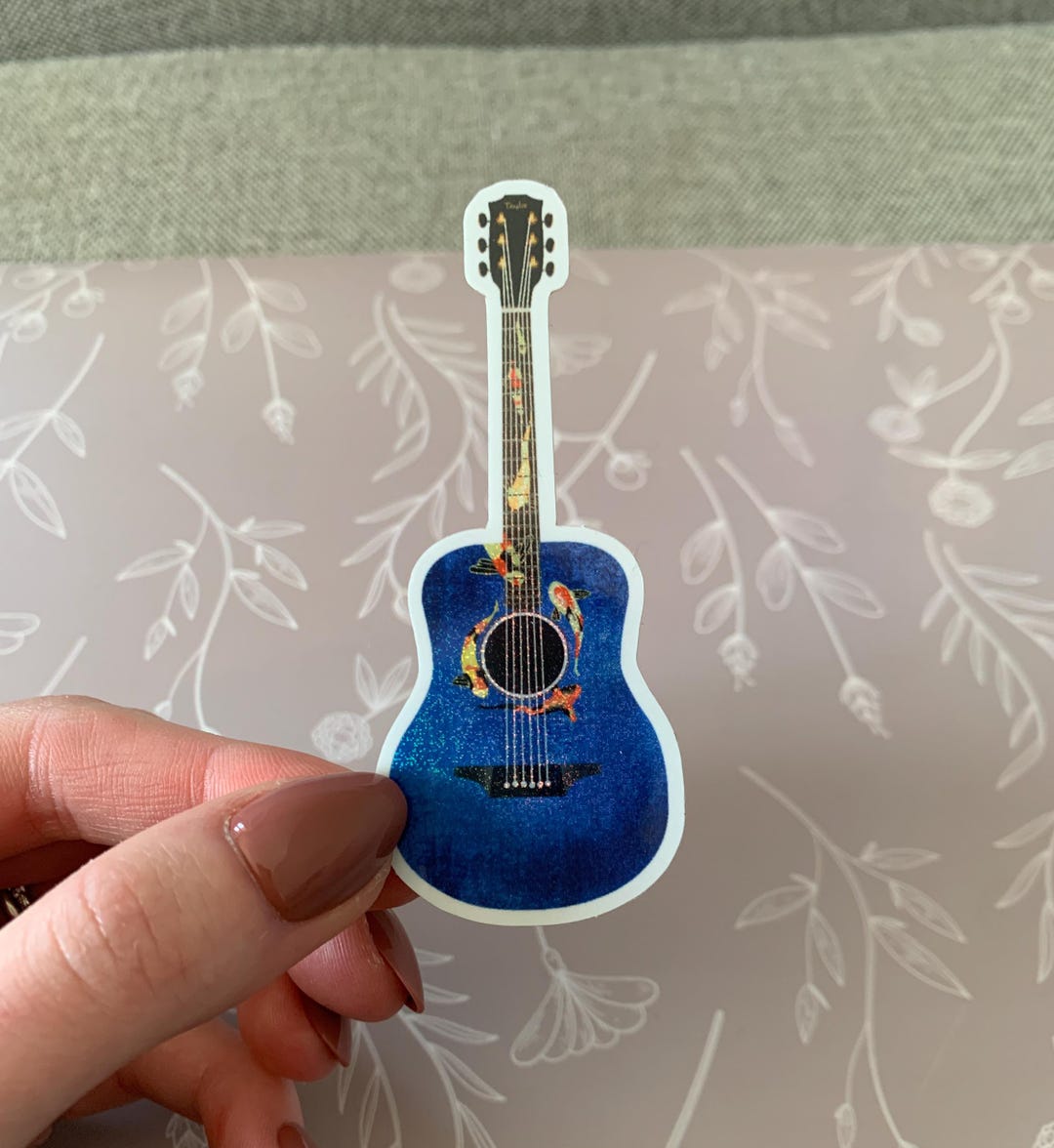 Koi Fish Guitar Shimmery Blue Sticker - Etsy