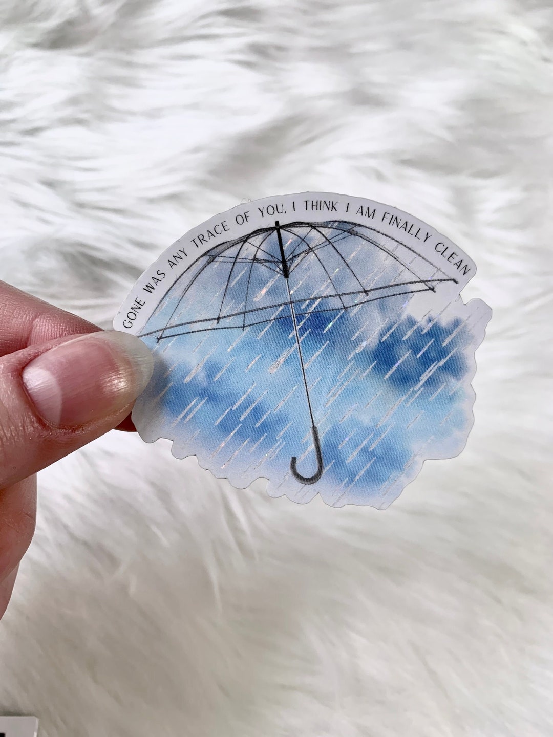 Clean Sticker, Rain and Umbrella, Shimmery Raindrops Sticker - Etsy