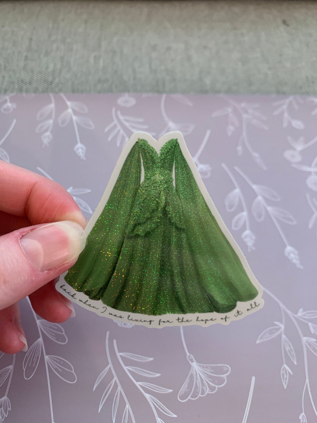 Green Flowy Leaf Forest Dress, Eras Tour Sticker - Etsy