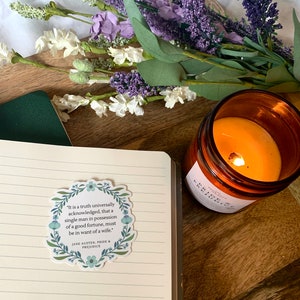 Jane Austen Quote Pride and Prejudice Sticker, "it is a Truth ...