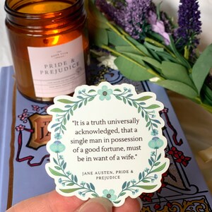 Jane Austen Quote Pride and Prejudice Sticker, "it is a Truth ...