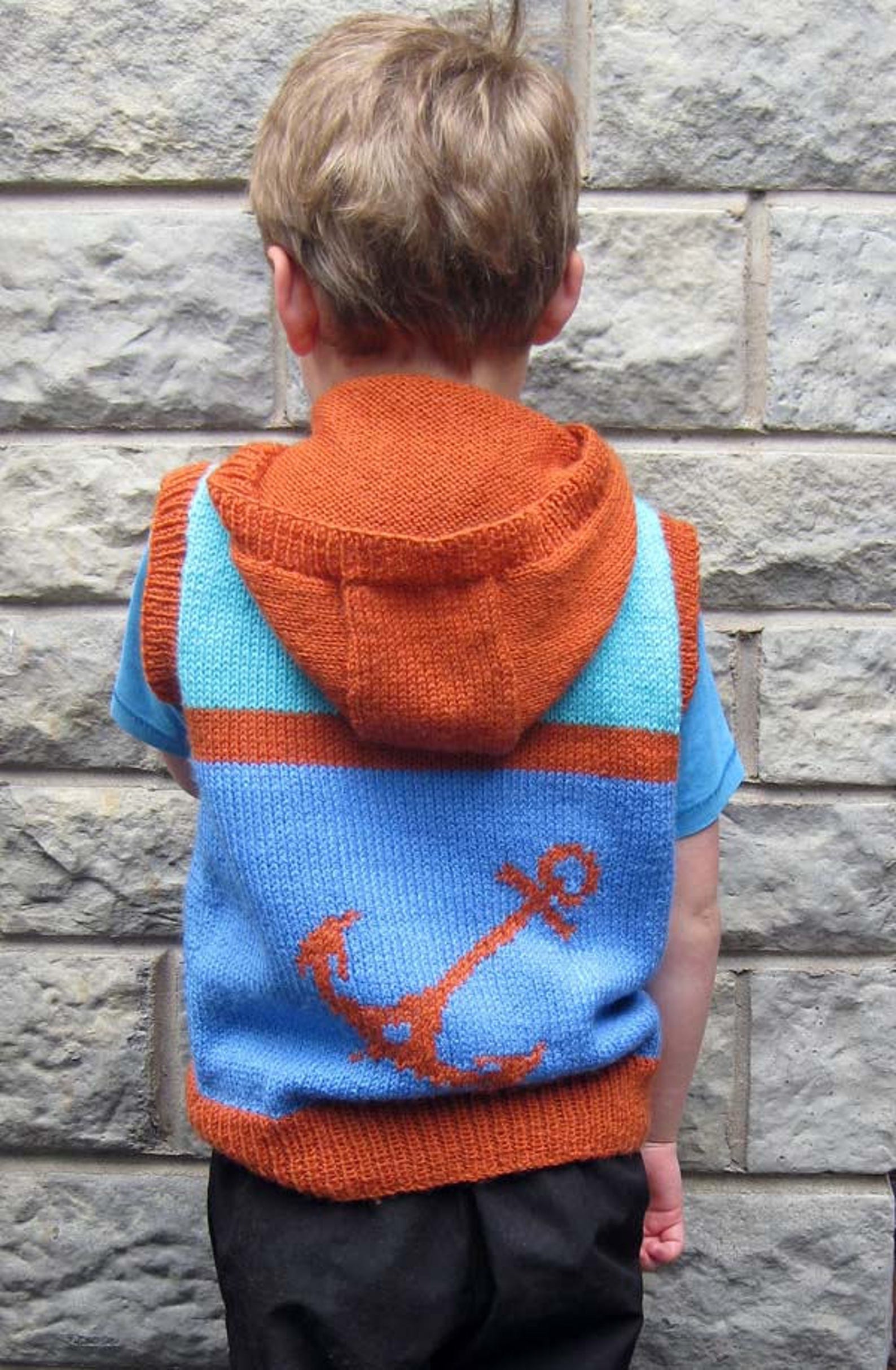 RNLI Lifeboat and Anchor Motifs Child's Hooded Sweater Knitting Pattern ...