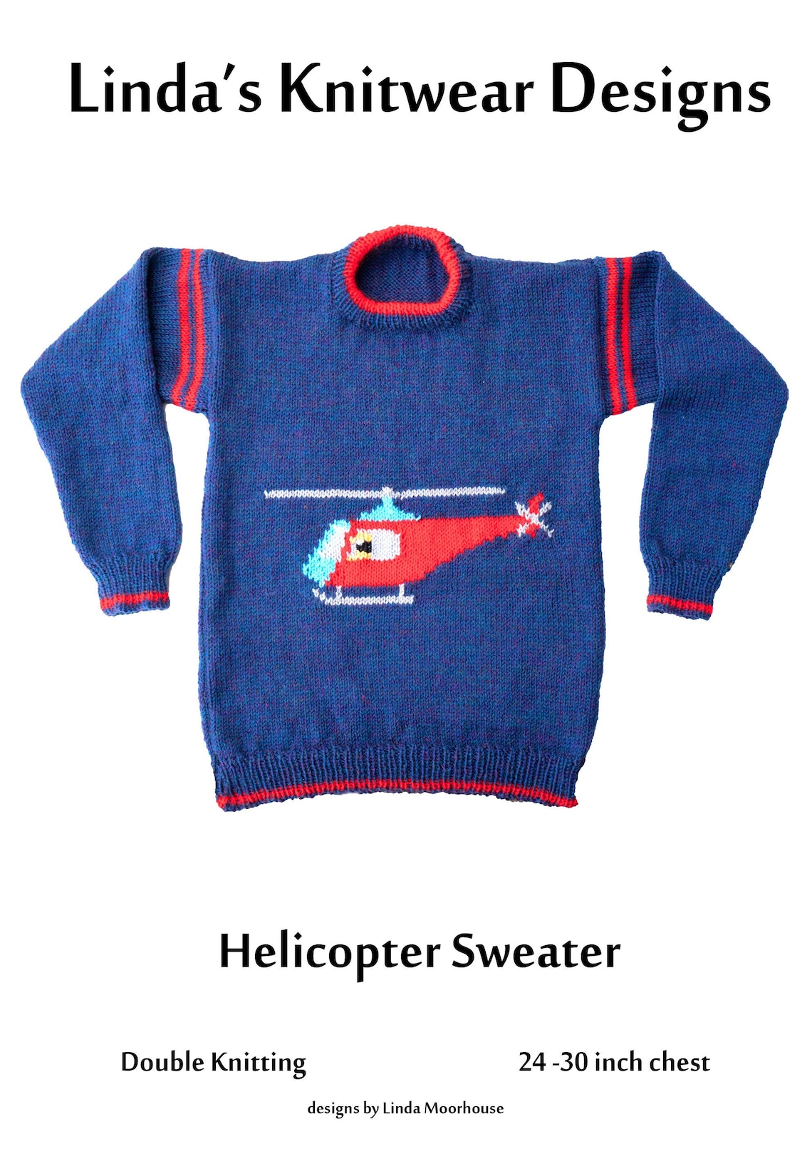 Children's Helicopter Motif Sweater Knitting Pattern, Sizes 24 to 30 ...