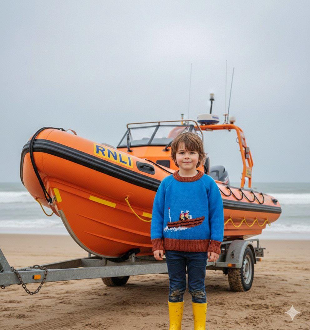 RNLI Lifeboat and Anchor Motifs - Child's Raglan Sweater Knitting ...