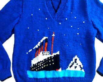 Children's Steam Train Motif Sweater Knitting Pattern | Etsy