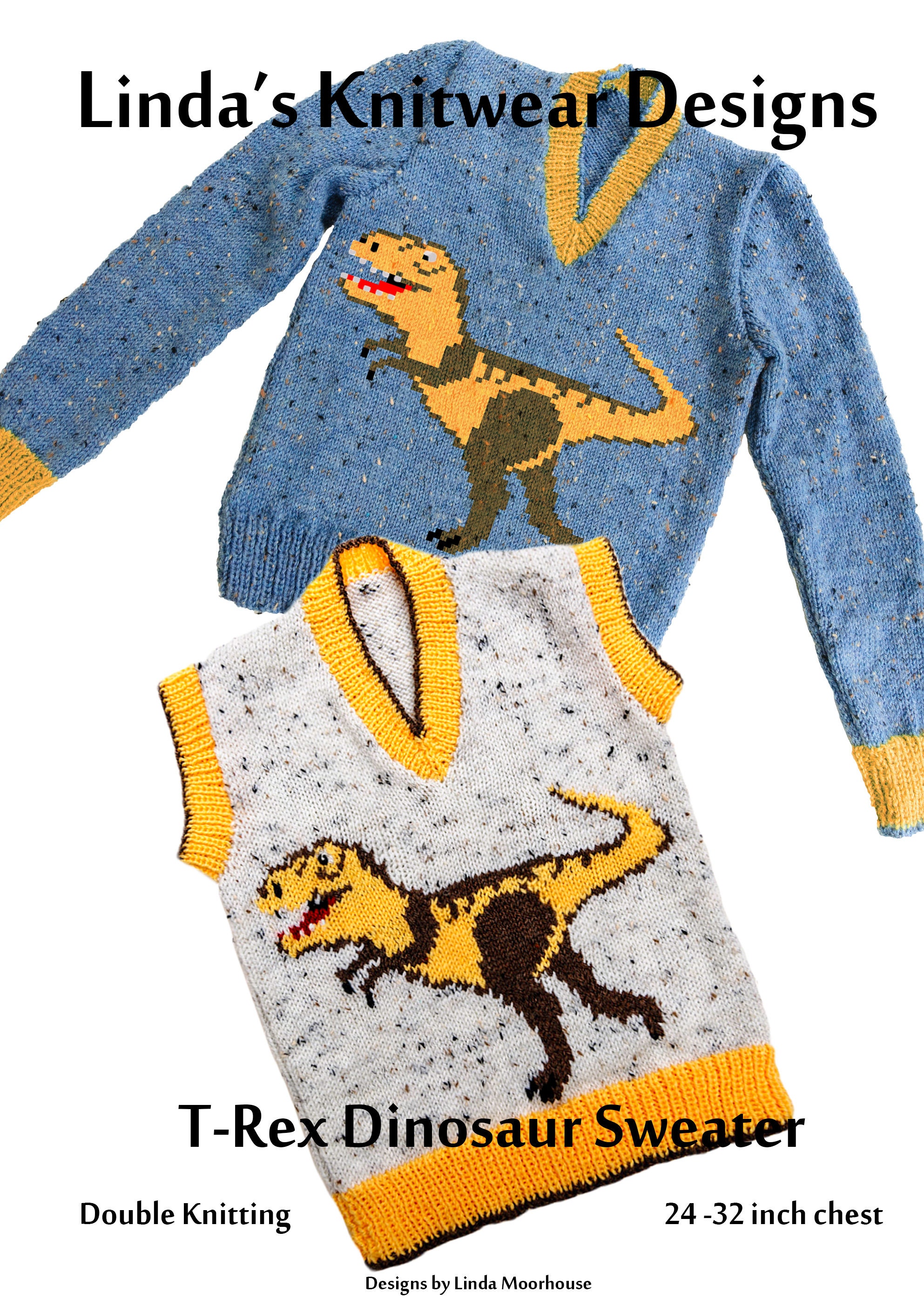 Children's T-Rex dinosaur Motif Knitting Pattern | Etsy