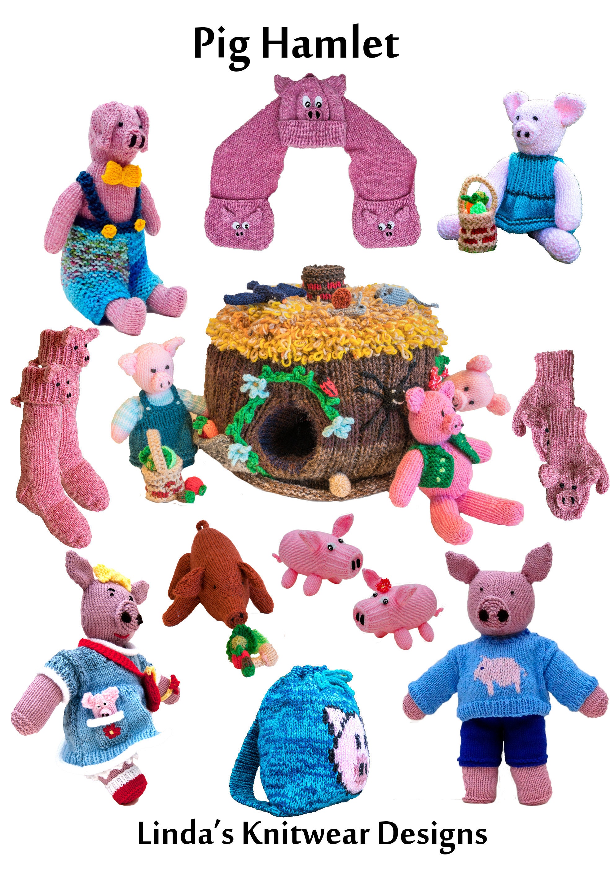 Pig Hamlet PDF Knitting Pattern Pig Sty Pig Hat and Scarf - Etsy UK