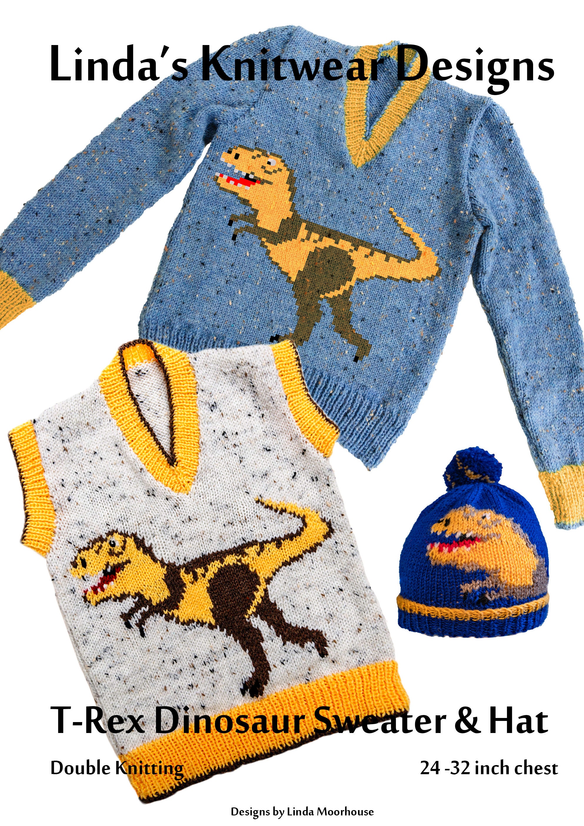 Children's T-rex Dinosaur Motif Knitting Pattern, Child's Sweater ...