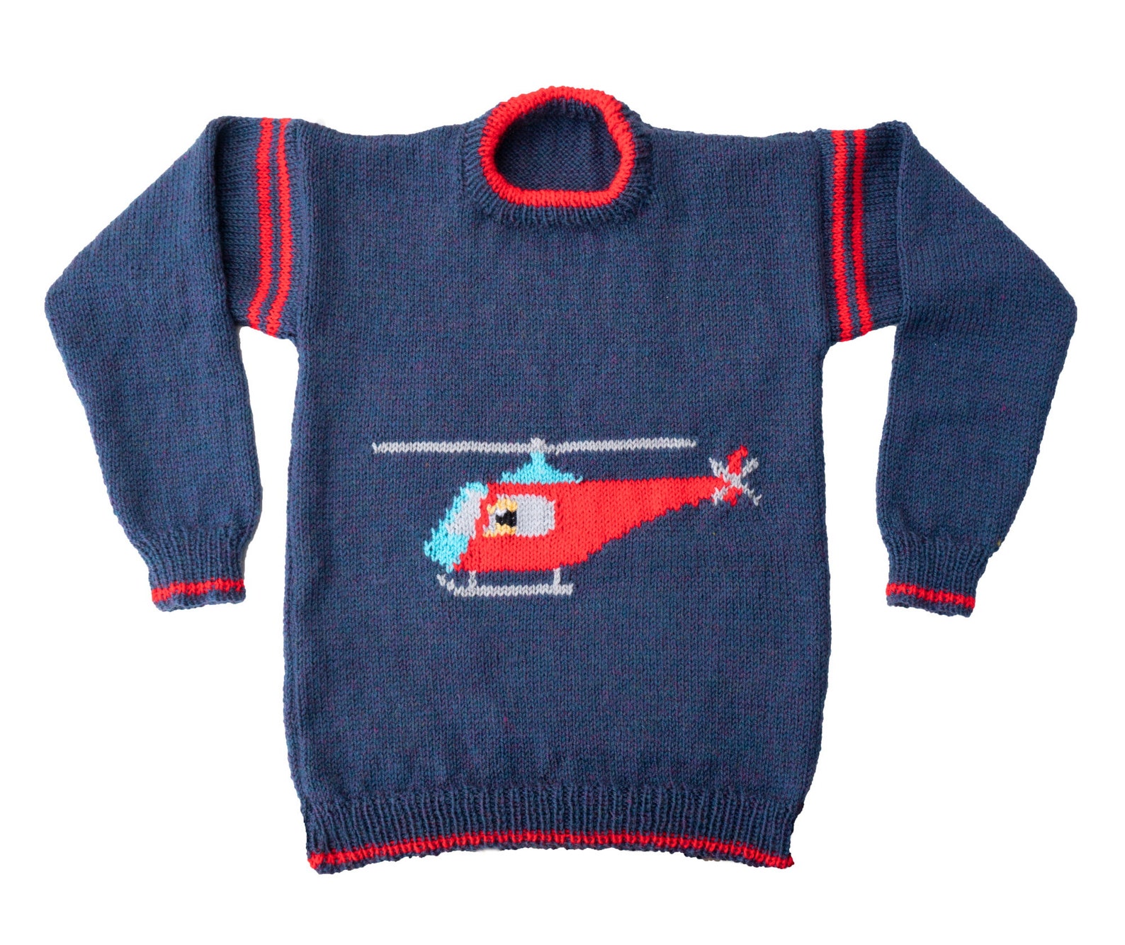 Children's Helicopter Motif Sweater Knitting Pattern, Sizes 24 to 30 ...