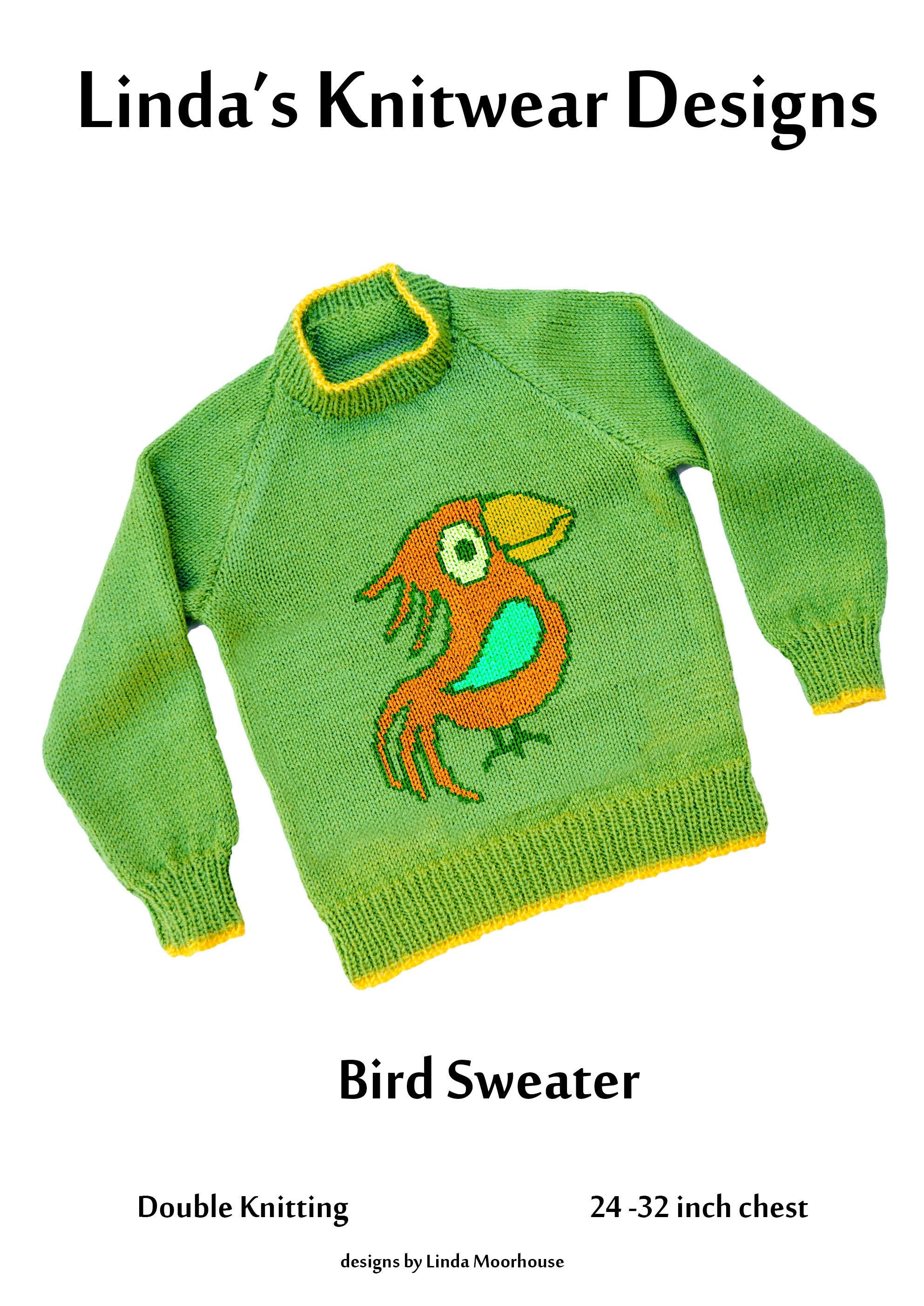 Children's Parrot Motif Sweater Knitting Pattern Sizes - Etsy UK