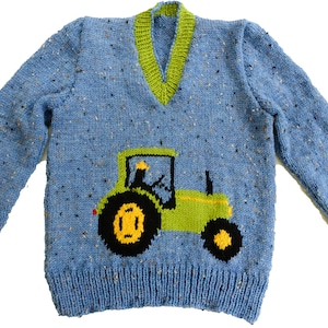 Children's Tractor Motif Sweater Knitting Pattern, Sizes 22 to 32 Inch ...