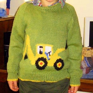 Children's JCB Digger Motif Sweater Knitting Pattern, Sizes 24 to 32 ...