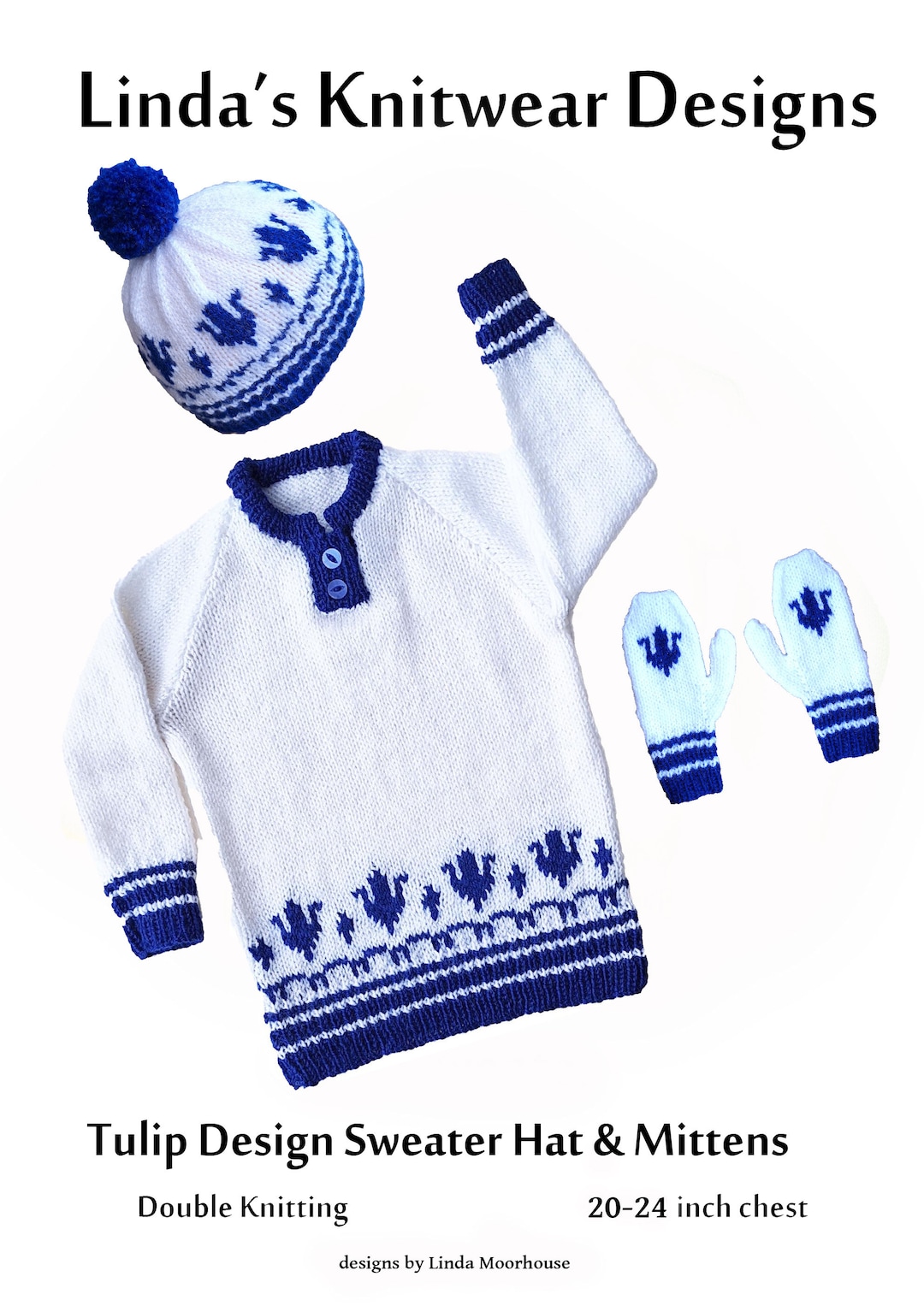 Tulip Design Sweater, Hat & Mittens Knitting Pattern PDF Download ...
