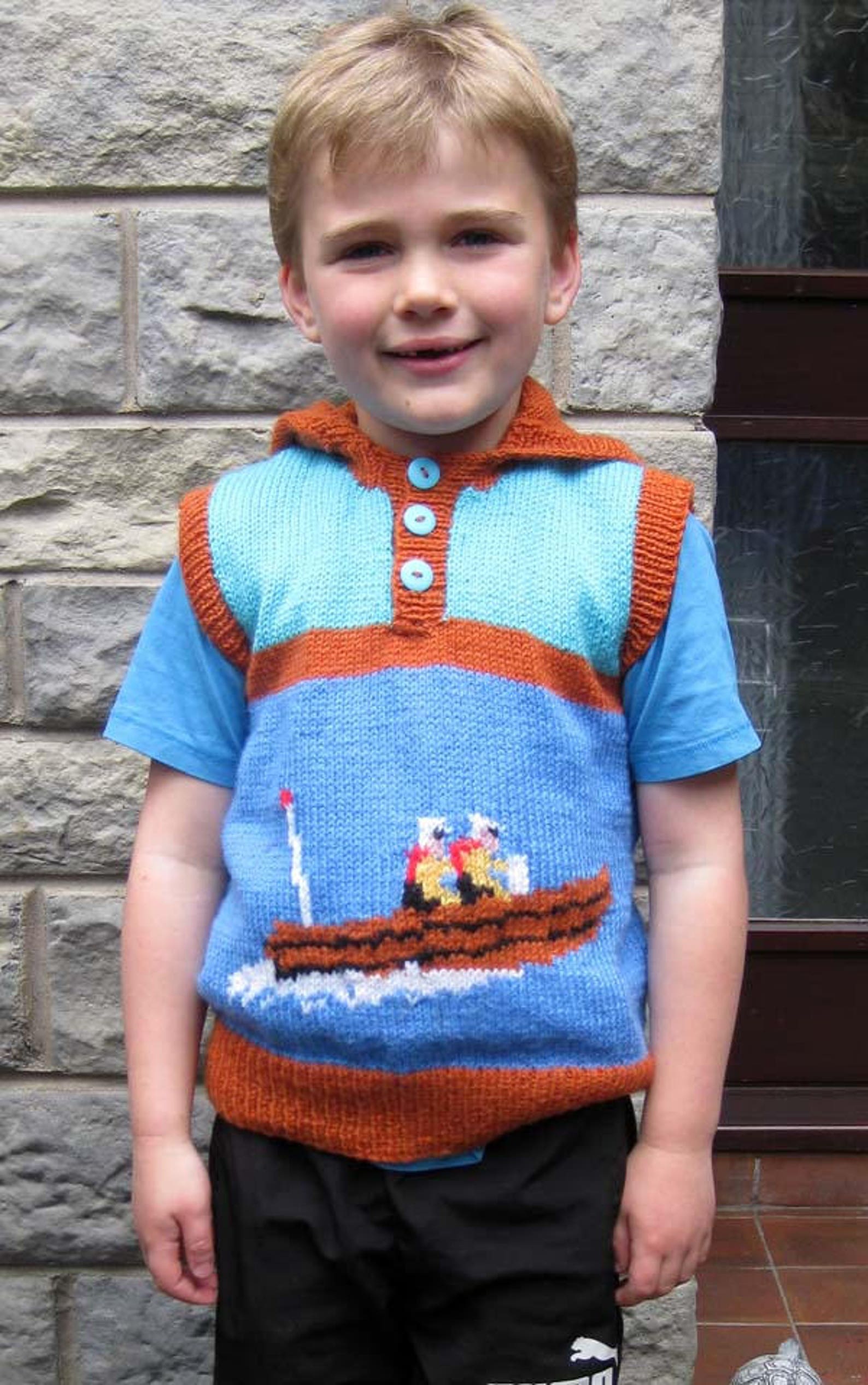 RNLI Lifeboat and Anchor Motifs Child's Hooded Sweater Knitting Pattern ...