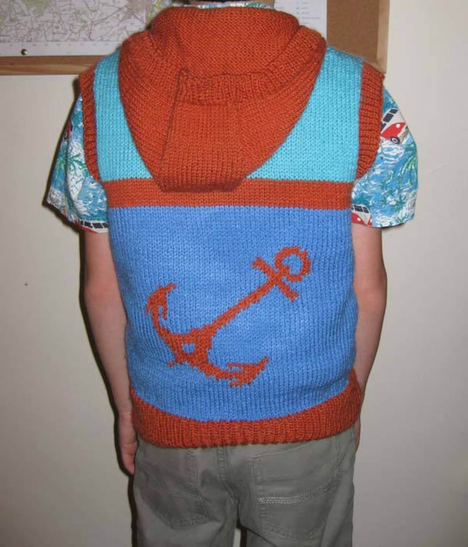 RNLI Lifeboat and Anchor Motifs Child's Hooded Sweater Knitting Pattern ...